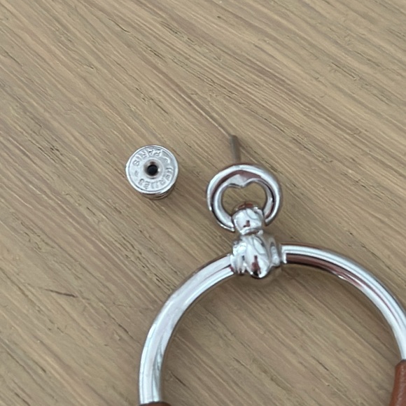 Hermes | Jewelry | New Hermes Loop Earrings In Fauve Barenia Calfskin ...